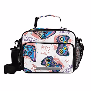 KOCOART Abstract Joystick Lunch Bag for Men and Women, 11 x 4.33 x 9.05 in, Nylon, Leakproof, Portable, Adjustable