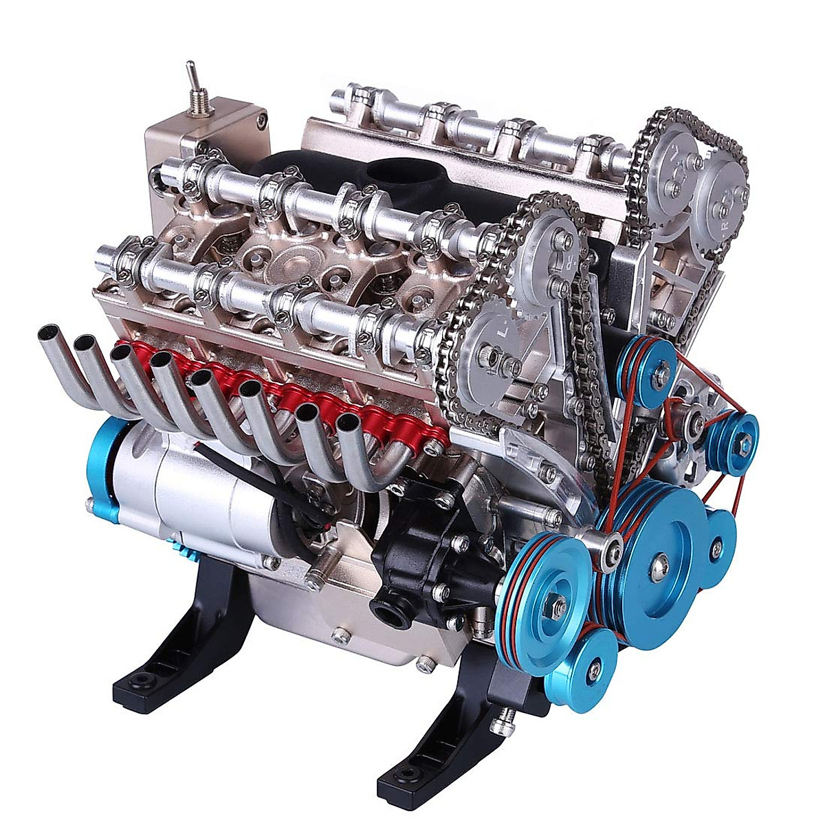 RuiyiF V8 Engine Model Kit That Works for Adult, 500+PCS 8-Cylinder Mechanical Engine Model Building Kit, Desktop Hobby Engine Kit, Educational Toys