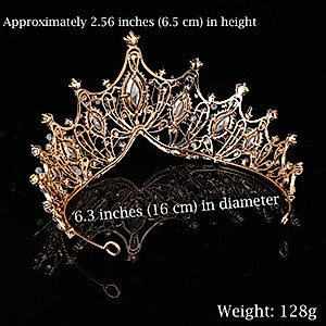 COCIDE Gold Crown for Women Baroque Queen Crown and Tiara for Girls Crystal Headband Mermaid Crown Princess Hair Accessories for Bride Birthday Party Bridesmaids Halloween Costume Cosplay