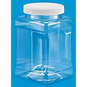 Clear Food Grade PET Plastic Square Grip Storage Jar w/ Cap | 64 Fluid Ounces 7-8 Cup Storage Capacity | BPA Free USA Made | by Pride Of India