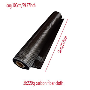 SOFIALXC Carbon Fiber Fabric Cloth 220g/m² (19.7inch x39.37inch)-Twill-50cmx100cm