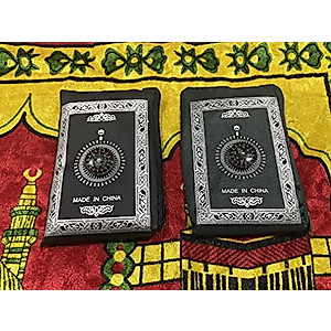 MuslimTravel Prayer Rug with Compass,Pocket Size Praying Mat Best Islamic Gift for Muslim (Dark Green&Black)