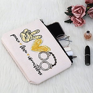 G2TUP Police Officer Gift Peace Love Corrections Makeup Bag Correctional Officer Cosmetic Bag New Police Officer Graduation Gift Zipper Travel Bag (Peace Love Corrections White Bag)