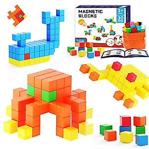 Hiwawind Magnetic Blocks 30pcs, Toddler Toys for Boys and Girls,Large 1.18 Inch Magnet Building Toys,Creative STEM Montessori Sensory Toys, Magnet Toys for Kids Age 3 4 5 6 7 8 Year Old