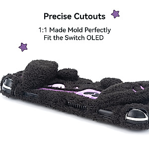 GeekShare Cute Plush Bunny Protective Case Cover - Anti-Scratch and Shock-Absorption Skin Case Compatible with Nintendo Switch OLED Console and Joy Con Only - Dark Plush Bunny
