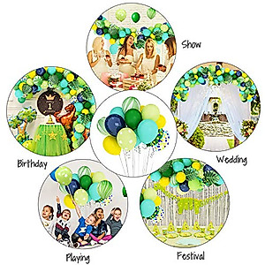 Amandir 152Pcs Jungle Safari Theme Party Supplies, Dinosaur Balloons Garland Arch Kit Confetti Green Balloons for Boys Kids Birthday Baby Shower Decorations