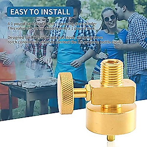 1LB Brass Propane Needle Control Valve, Disposable Adjustable Pressure Propane Gas Regulator Valve with 1/4’’ NPT Male Thread (Tapped M8 Female), Propane 1LB Tank Disposal Cylinder Bottle Adapter