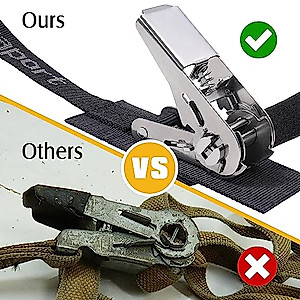 Ayaport Boat Tie Down Straps to Trailer (Stainless Steel Ratchet) 5 Feet, 2400lbs Break Strength Heavy Duty Ratchet Boat Straps, Boat Transom Straps Boat Trailer Accessories for Boating Safety