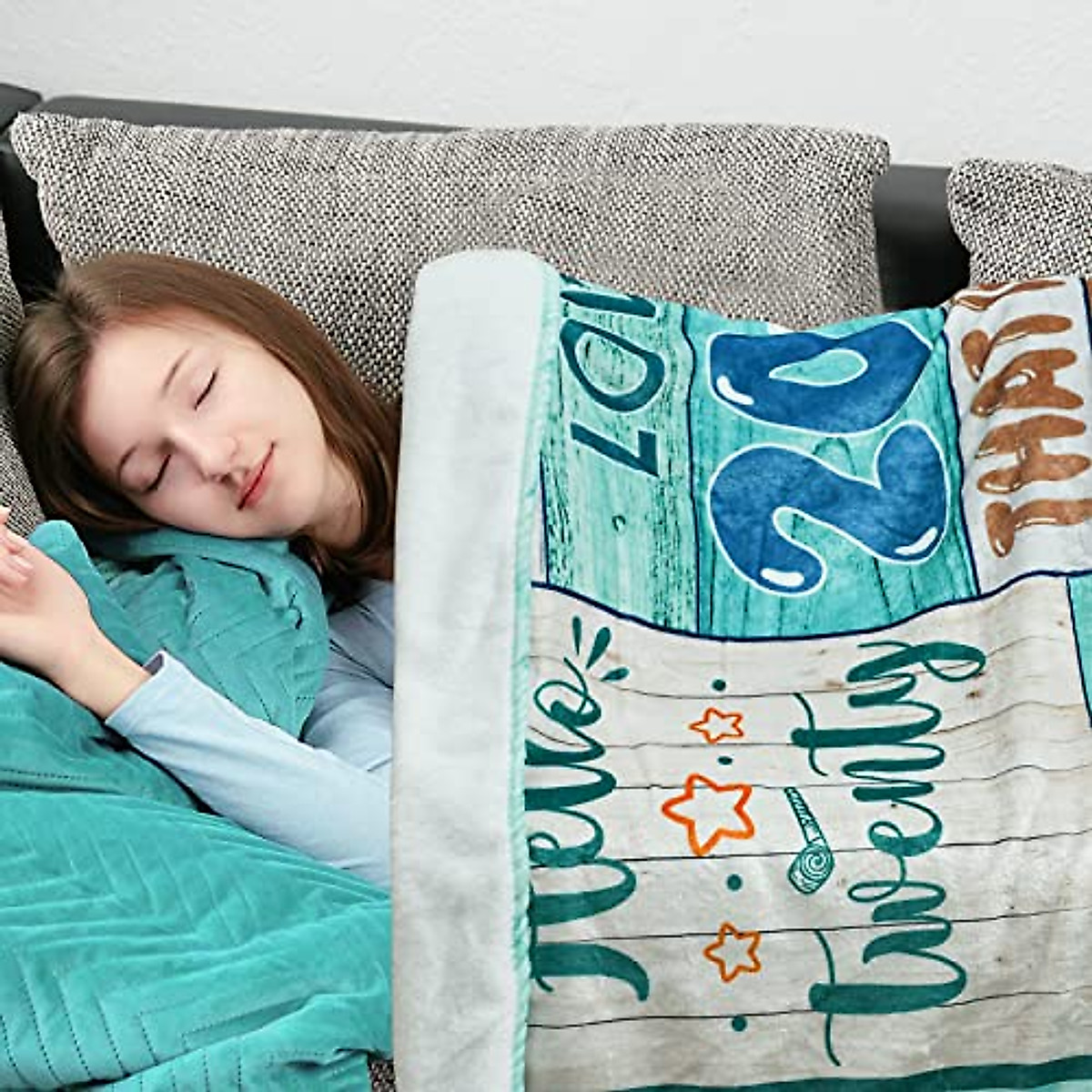 Winkwarm 20th Birthday Decorations for Her 20th Birthday Gifts for Her Him 20 Year Old Girl Boy Gift Ideas 20th Happy Birthday Gifts for Women Daughter Son Girl Boy Flannel Throw Blanket 60"X50"