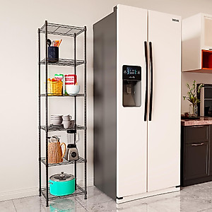 ZHAZHADI 6 Tier Adjustable Spacing Storage Shelf Metal Storage Rack Wire Shelving Unit Storage Shelves Metal 792Lbs Capacity 17" L x 13" W x 70" H for Pantry Closet Kitchen Laundry Black