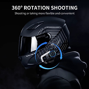 Fodsports Motorcycle Bluetooth Headset with Camera, FX30C PRO 2 Riders 1000M Helmet Communication System, 360° Shooting Motorcycle Helmet Camera, Music Share/EQ Sound/2000mAh/64G TF Card