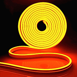 iNextStation Neon Led Strip Lights Orange, 16.4ft/5m Neon Light Strip 12V Silicone Waterproof Flexible LED Neon Lights for Bedroom Festival Party Neon Sign DIY Decor (Power Adapter not Included)