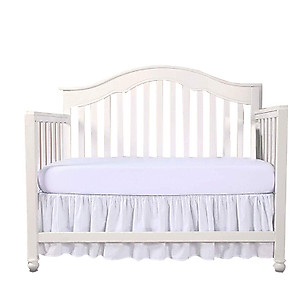 White Crib Bed Skirt Dust Ruffle, Split Corner 100% Natural Cotton Nursery Crib Toddler Bedding Skirt for Baby Girls or Boys, Infant Crib Bed Skirt Ruffled with Split Corners, 14" Drop