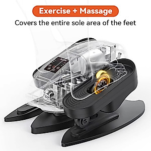ROTAI Under Desk Elliptical Massage Machine for Elderly Seniors Electric Leg Circulation Foot Pedal Exerciser, Smart Portable Trainer for Home & Office with Remote and LCD Monitor (Orange)
