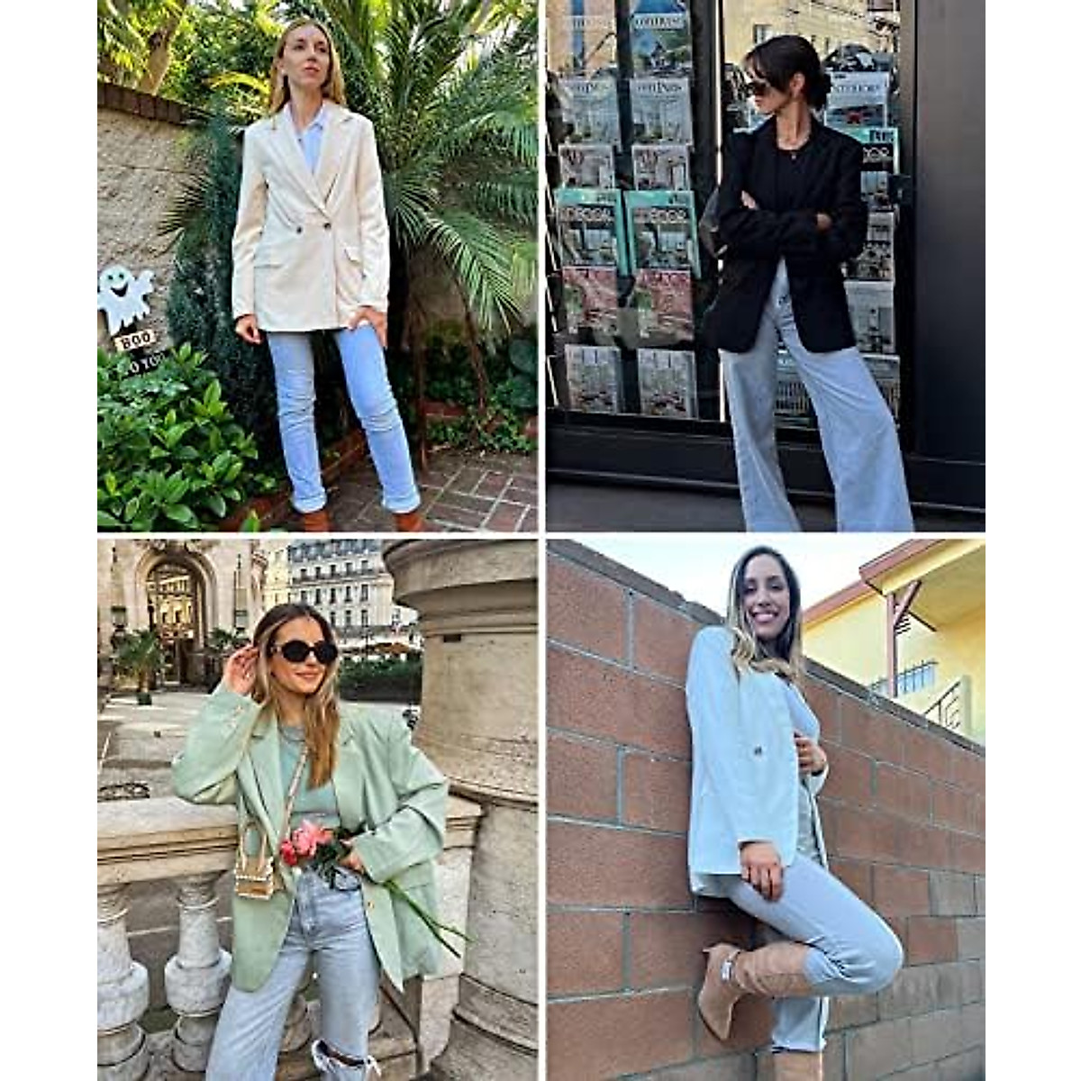 ARTFREE Womens Casual Blazer Button Lapel Long Sleeve Work Business Fashion Blazers Jackets Outfits with Pockets Fluorescent Green XS