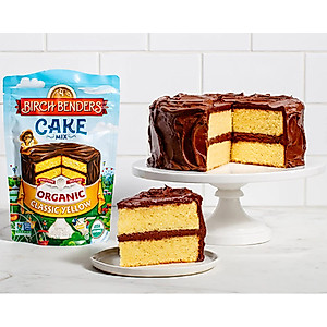 Birch Benders Organic Baking Mix Variety: Chocolate Cake, Yellow Cake, and Brownie Mix, Non-GMO, Kosher (Pack of 3) with By The Cup Swivel Spoons