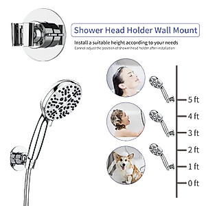 Astomi 63-Setting Dual Shower Head Faucet Set, 2 in 1 High Pressure Rain Shower Head with 7 Functions Handheld Spray, Chrome 3-Way Diverter Shower System Include Brass Valve and Trim Kit