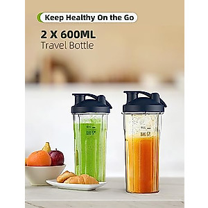 Syvio Blender for Shakes and Smoothies, 600W Smoothie Blender,Personal Blender with 2 Speed Control, Smoothie Maker with 2 BPA-Free 20Oz Sport Cup-Blue