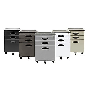 Calico Designs Metal Full Extension, Locking, 3-Drawer Mobile File Cabinet Assembled (Except Casters) for Legal or Letter Files with Supply Organizer Tray in Black