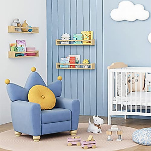Forbena Natural Wood Nursery Bookshelves for Wall, 24 Inches Long Floating Book Shelves, Wall Mounted Bookcase for Teen Girl Boy Kids Room Bedroom, Playroom Organizer, Bathroom Decor (4-Pack)