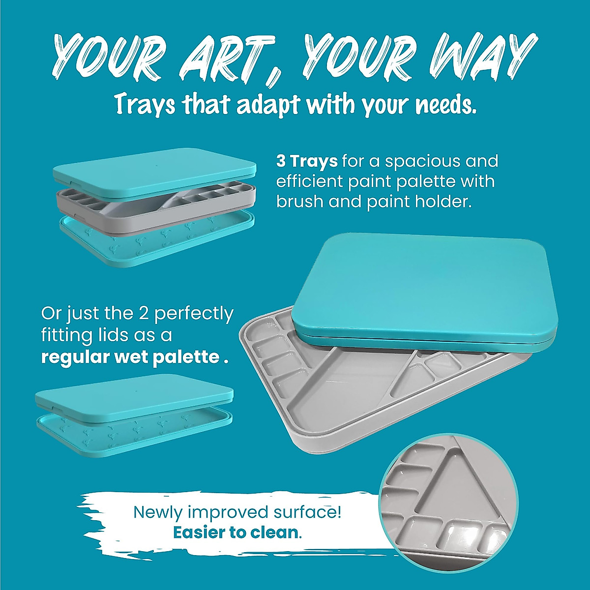 WetNDri Acrylic Paint Palette. Warhammer 40k Starter Set Stay Wet Palette for Miniatures. Paint Pallet, Miniature Painting Kit, 100 Palette Paper, 2 Paint Pallete Sponge, Warhammer 40k Miniatures