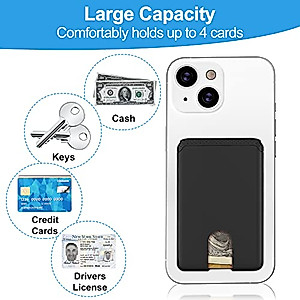 SHANSHUI Phone Card Holder, Silicone Ultra Slim Phone Wallet Stick on Credit Card Holder for Cell Phone Compatible for iPhone, Android & Most Smartphones - Black
