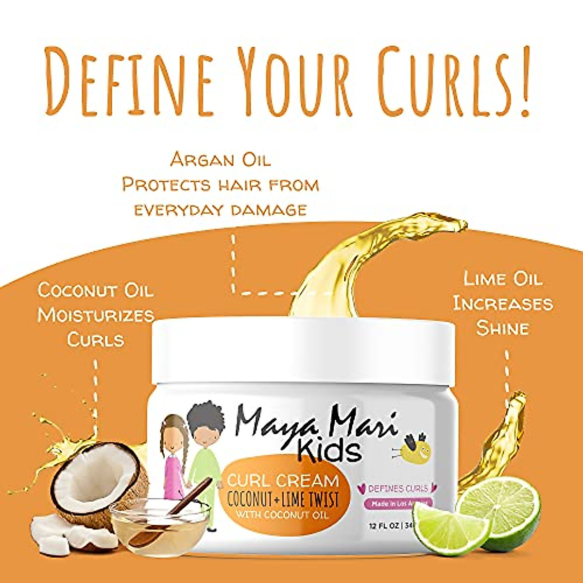 Maya Mari Kids Curly Hair Gift Set | 2-in-1 Shampoo & Conditioner, Curl Cream, Detangler | Tear-Free, Sulfate-Free