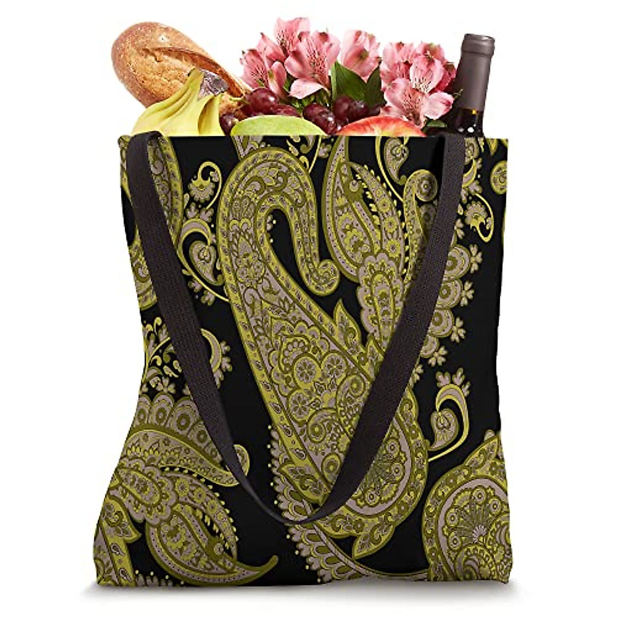 ATELIER H Artisan "Novelty Boho Paisley Floral Motif" Tote Bag