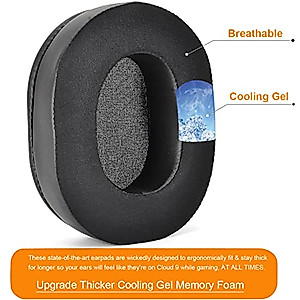 M50X Thicker Cooling Gel Ear Pads Replacement Ear Cushion Compatible with ATH M50X M40X / M50XBT / HyperX Cloud & Cloud 2 / SteelSeries Arctis 3/7 / 9X & Pro/Sony MDR 7506 / Stealth 600 Headset