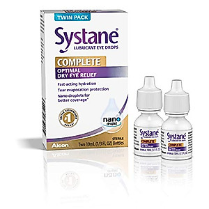 Systane Complete Lubricant Eye Drops, 0.34 Fl Oz, 2 Count (Pack of 1)