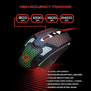 HyperGear 4-in-1 Gaming Kit RGB Backlit Gaming Keyboard, 4 Level DPI Switch Mouse, Stereo Gaming Headphones with Mic, Mousepad for PC in Game & Online Chat