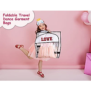 KIMBORA Clear Dance Costume Garment Bag for Dancers 3 Zippered Pockets Kids Embroiderable Competitions Bags, Clothes Cover for Girls Dress(3 Packs)