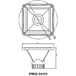 DS18 PRO-H44 Black Universal Square Driver Tweeter Horn Body Easy Twist On/Off Installation, Set of 1 (Black)