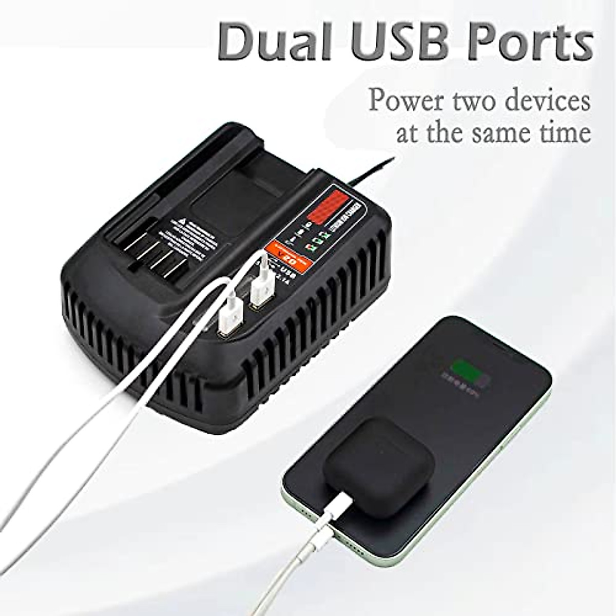 CMCB104 20V Battery Fast Charger with 2 USB Ports Compatible with 20V V20 Lithium Battery CMCB202 CMCB204 CMCB206 CMCB201 CMCB100 CMCB124 Power Tool Charger