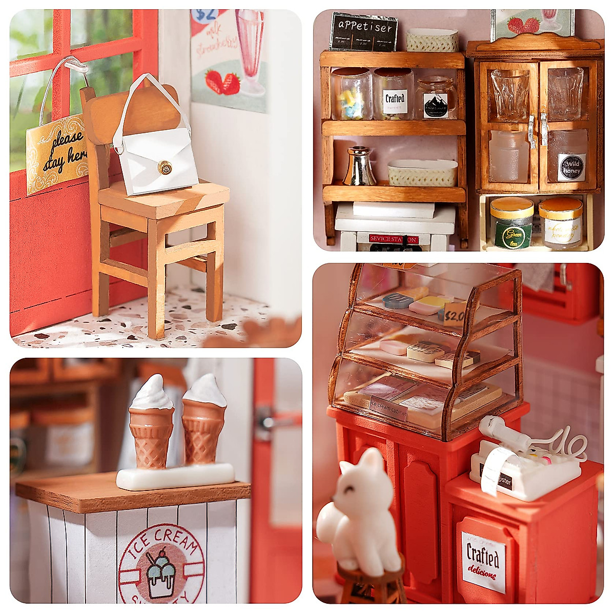 Rolife DIY Miniature Dollhouse Kit for Adults to Build Tiny House Model Gift for Family and Friends (Ice Cream Store)