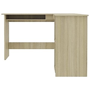 QZZCED L-Shaped Corner Desk,Modern Computer Desk,Workstation,PC Laptop Table,with Pull-Out Keyboard Tray and 2 Open Shelves Sonoma Oak 47.2"x55.1"x29.5" Chipboard