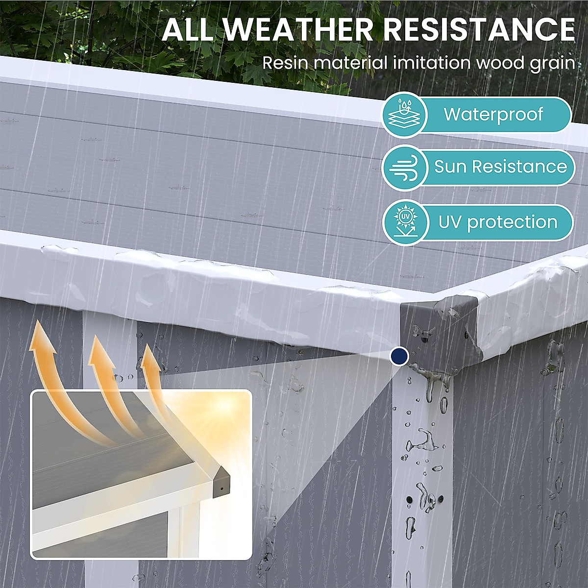 VONZOY 38Cu.ft Resin Vertical Storage Shed,Sturdy Plastic Construction,Waterproof Resin Outdoor Storage Shed with Adjustable Shelving Brackets and Reinforced Floor, Extra-Large Shed for Garden