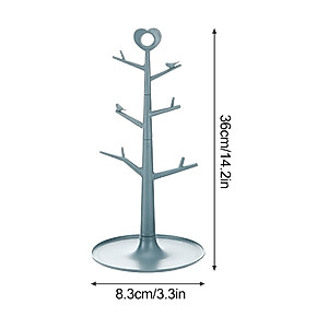 DNIEBW Tea Cup Rack Holder, 14.2 Inch Tabletop Mug Display Rack Tea Rack Cup Tree Holder, Coffee Mugs Rack with 6 Hooks for Kitchen Table Bar Countertop