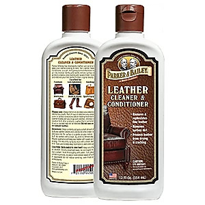 PARKER & BAILEY LEATHER CLEANER & CONDITIONER – Restores & Conditions Leather, Cleaner For Upholstery or Car Interior, Car Leather Seat Cleaner, Faux Leather, Furniture, Handbags, Shoes & More 12oz