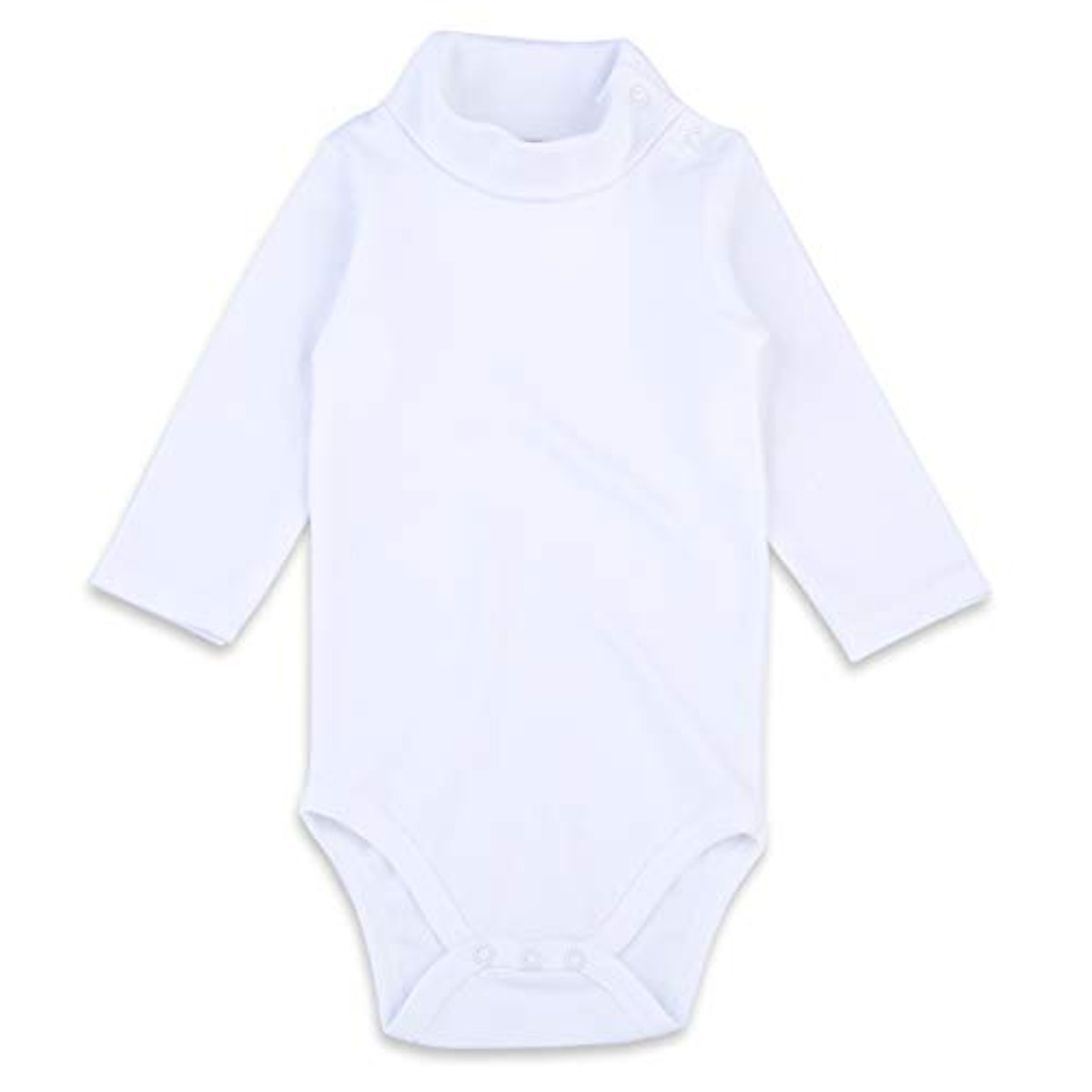 DEFAHN Baby Turtleneck Bodysuit Long Sleeve Boy Girl Solid Cotton Jumpsuit Outfit 18-24 Months, 2 Pack