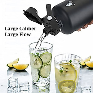 SYACOT 32 oz Stainless Steel Water Bottle, Insulated Double Wall Vacuum Leak Proof Water Flask, Metal Thermo Canteen Mug —Wide Mouth with 2 Straw Lids and spout lid