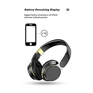 Bluetooth Headphones V5.1 with Mic, Wireless Headsets with Active Noise Canceling, Over-Ear ANC Stereo Headphones for Cell Phones Laptop Computer (Black)