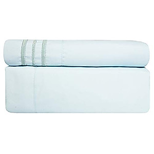 Queen Size Bed Sheets - Breathable Luxury Sheets with Full Elastic & Secure Corner Straps Built In - 1800 Supreme Collection Extra Soft Deep Pocket Bedding Set, Sheet Set, Queen, Light Blue