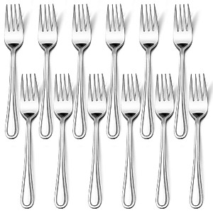 Dinner Forks Set of 12, E-far 7.9 Inch Stainless Steel Forks for Home, Kitchen or Restaurant, Non-toxic & Mirror Polished, Easy to Clean & Dishwasher Safe