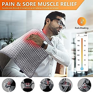 OCSOSO Large Heating pad for Back Pain Relief, 20" X 40" Sittable & Reclinable XXX-Large Heating Pads for Knee, Neck, Shoulder & Menstrual Cramps, Full Body Electric Heated Pad with Auto Shut Off