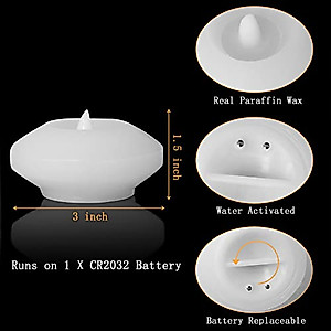 LARDUX LED Floating Candles - 4 PCS 3 Inch Flameless Floating Tea Lights Battery Operated Waterproof Wax Candle Lights for Bathtub Vase Table Centerpieces Decoration