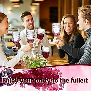 Uiifan 12 Pcs Glass Vintage Goblets 16 oz Large Capacity Polka Dot Embossed Goblets for Wine Juice Glasses Champagne Glasses Party Wedding Bar Supplies