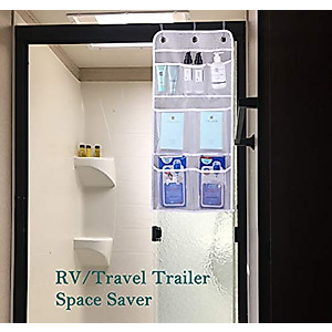 MISSLO Hanging Mesh Pockets Hold 340oz/1000ml Shampoo Shower Organizer with Over the Door Hooks