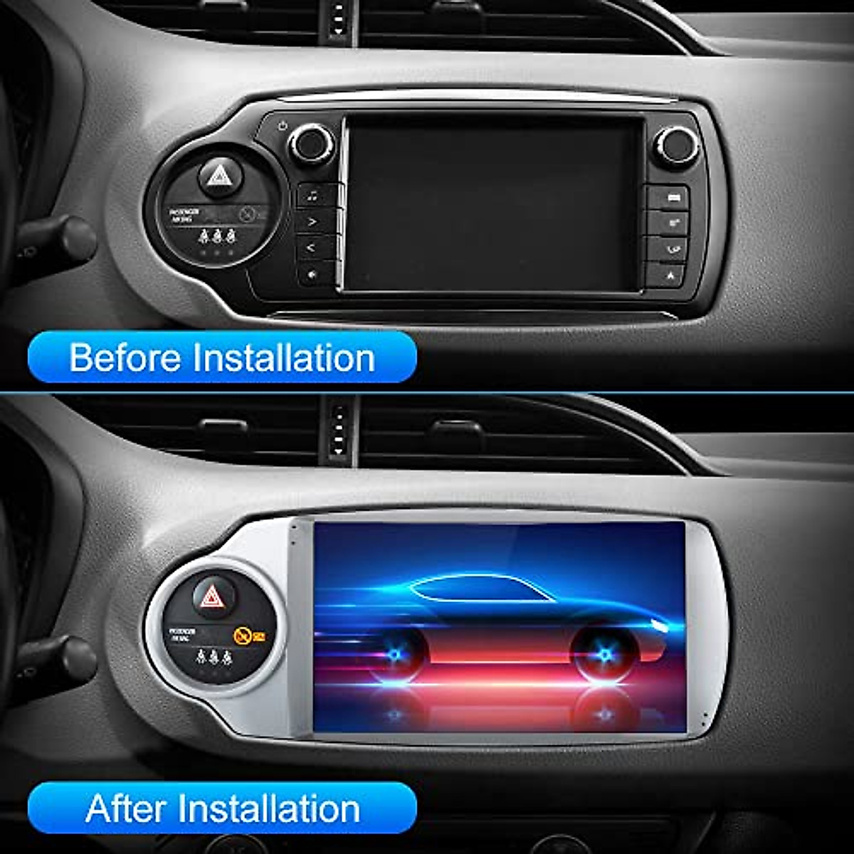 Car Radio Stereo Android 11 for Toyota Yaris 2011 2012 2013 2014 9 inch Touch Screen with Apple CarPlay Andriod Auto and WiFi GPS Navigation DSP Bluetooth