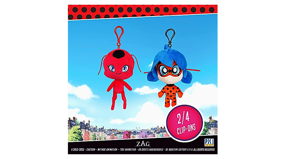 Miraculous Ladybug Plush Clip-On Toys - Collectible 5-Inch Figures